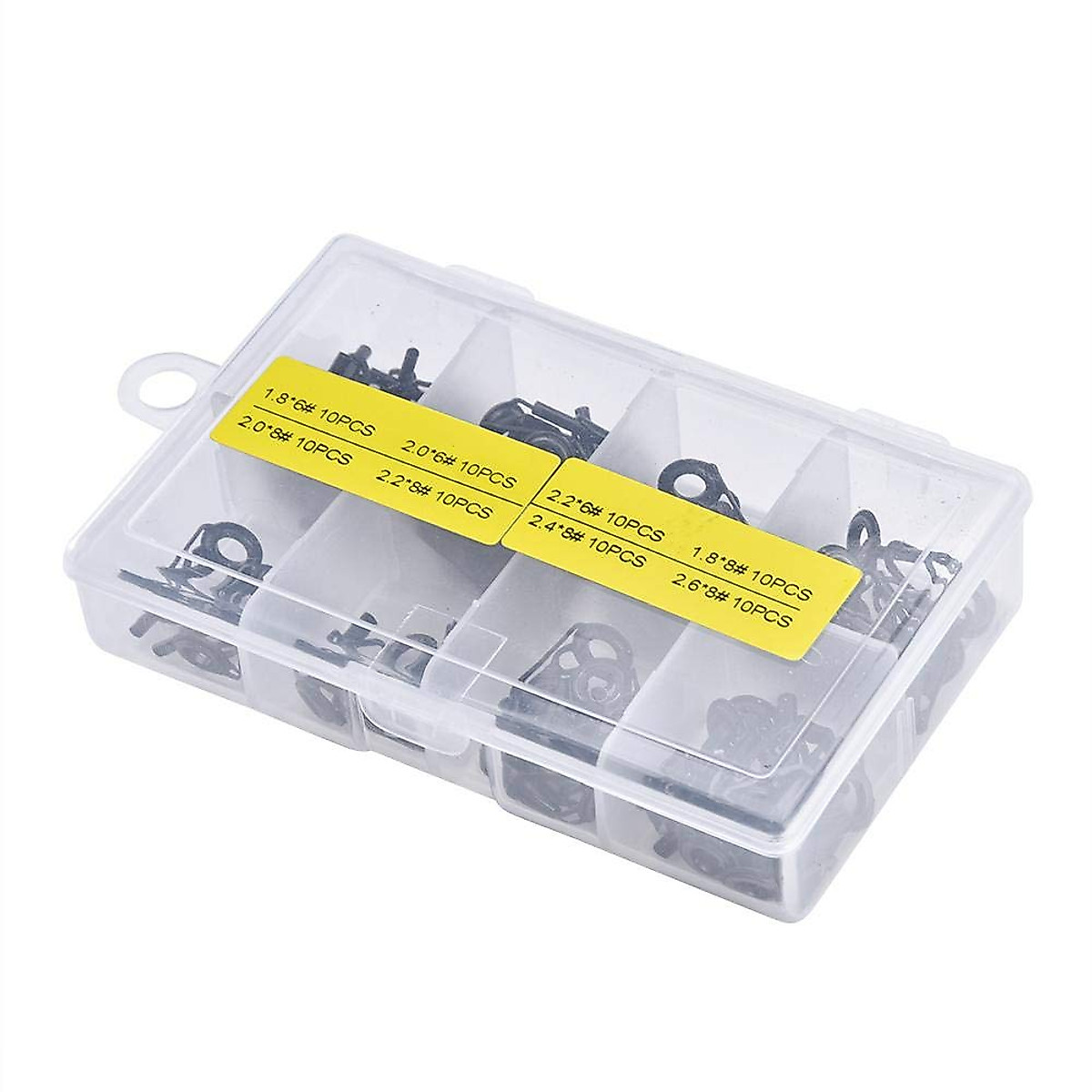 VGEBY1 Fishing Rod Guides Ring, 80Pcs Ceramic & Stainless Steel Fishing Rod Part Tip Tops Guides Ring Kit Set