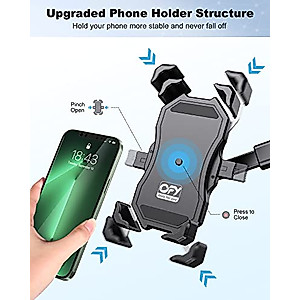 OFY Phone Mount for Car, [2023 Upgraded 4 Clip Never Fall] Rear View Mirror Phone Holder, 360 Rotatable and Retractable Car Phone Holder for Most Mobile Phones & Vehicles