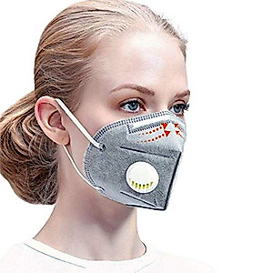 Face Mask with Breathing-Valve 5 Pack | Breathable Grey Face Mask for Women and Men Anti-irritant | Sports Face Masks Lightweight & Comfortable on Skin