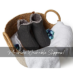 Dearfoams Alpine Men's Brixen Boot Slipper, Dark Heather Grey, Medium