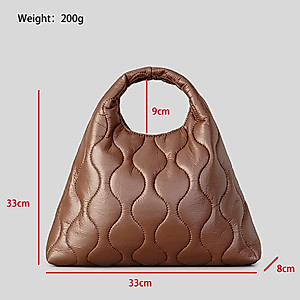 HACODAN Puffer Tote Bag Fashion Quilted Bag for Women Designer Puffy Purse Handbags Down Padded (Brown)