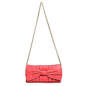 Red Valentino Women's Pink 100% Leather Bow Decorated Clutch Shoulder Bag