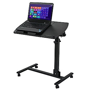Epetlover Portable Swivel Laptop Table Desk Adjustable Angle & Height Rolling Stand Tiltable Tabletop Desk Laptop Notebook Sofa/Bed Side Table Hospital Table Stand W/Lockable Casters