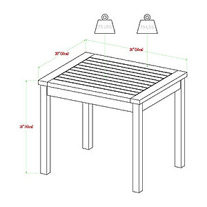 Walker Edison Rendezvous Modern 3 Piece Solid Acacia Wood Slat Back Outdoor Chair and Side Table Set, Set of 3, Grey Wash