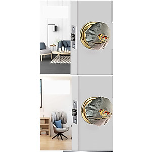 PANSHA Door Knob Cover Grey with Bird Embroidered 2 PCS, Soft Velvet Wall Protector, Decorative Door Knob Cushion Not to Dent Applicances