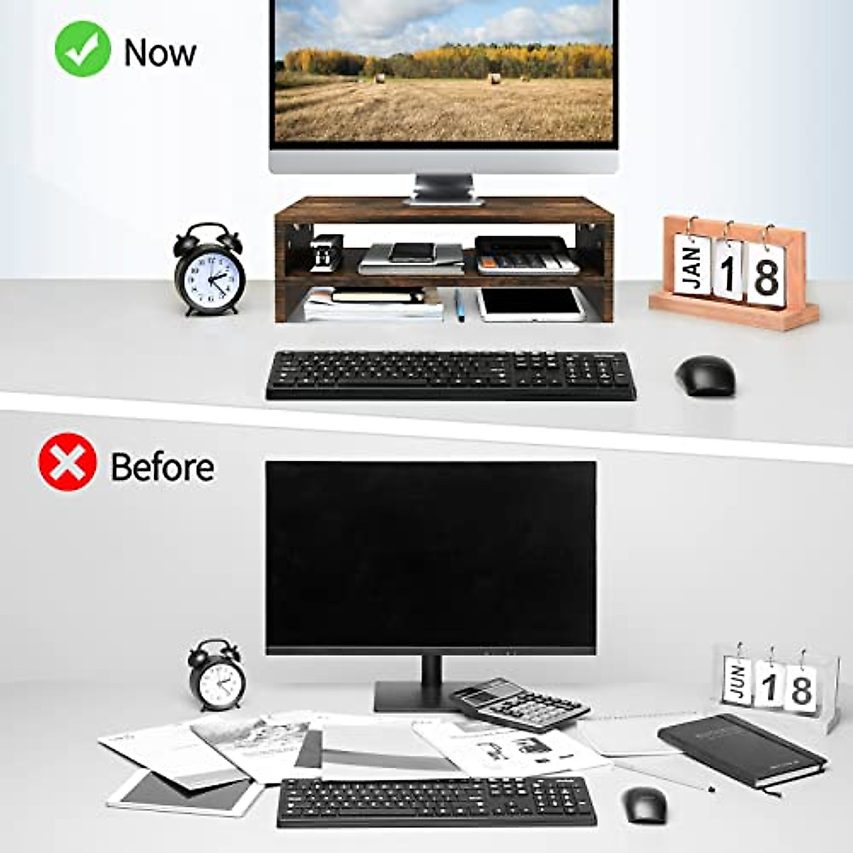 Zimilar 2-Tier Monitor Stand Riser - Ergonomic Desk Storage