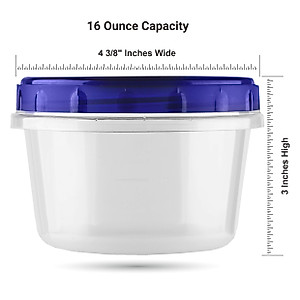 [16 Oz - 10 Pack] HomeyGear Twist Top Food Storage Containers Leak-Proof 16 Oz Airtight Soup Storage Canisters with Screw & Seal Lids BPA-Free, Stackable, Reusable Kitchen Essentials 2 Cups