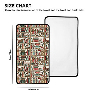 GLOVET Bookshelf with Cute Cat Kitten Soft Hand Bath Towels, Hand Towels for Bathroom Microfiber Hair Towel, Coral Velvet Drying Towel for Tea Pool Gym Beach Kitchen Towels