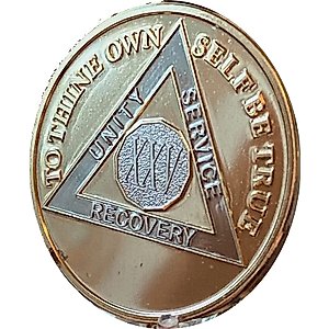 25 Year AA Medallion Large 1.5 Inch 22K Bi-Plated Gold and Nickel Plated Sobriety Chip
