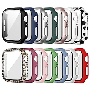 14 Pack Case for Apple Watch Series 8 & Series 7 41mm with Tempered Glass Screen Protector, Haojavo PC Hard Ultra-Thin Scratch Resistant Bumper Protective Cover for iWatch Series 8 7 41mm Accessories