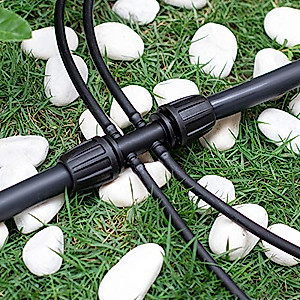 Kalolary 10PCS Barbed Tee 1/2 inch to 1/4 inch Irrigation Tube Anti-Drop Premiun Quality Fitting (fits 13mm ID/ 4mm ID), 16mm PE Pipe Lock Female Connector to 47 Pipe Variable Diameter Six-Way Adapter