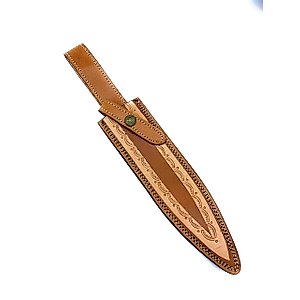 14" long custom handmade leather sheath fits up to 8–9" cutting blade dagger knife