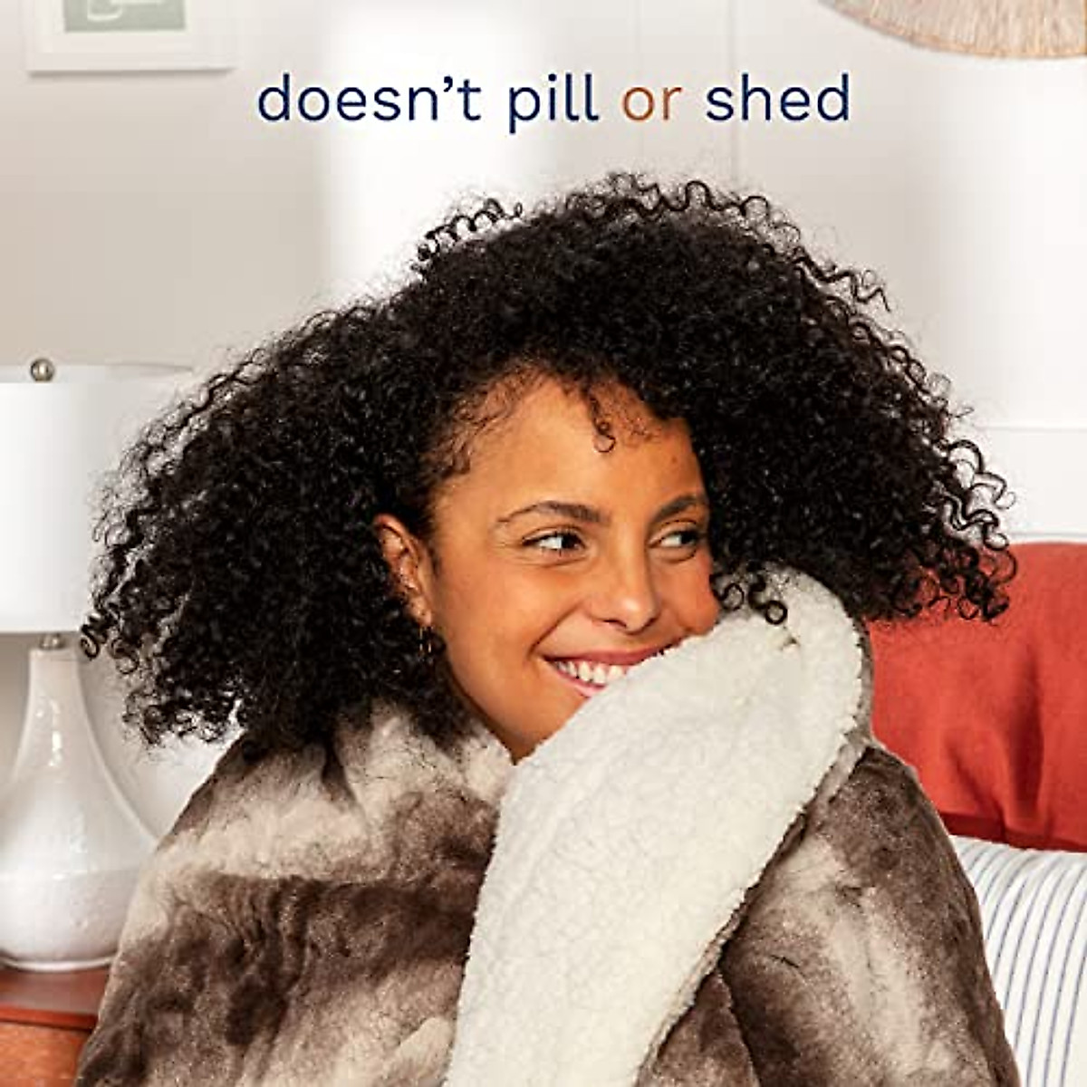 ViscoSoft Faux Fur Sherpa Luxury Blanket, Gray, Throw 50"x 60" - Cozy, Soft, Fuzzy Faux Fur Throw Blanket for Chair, Couch or Bed