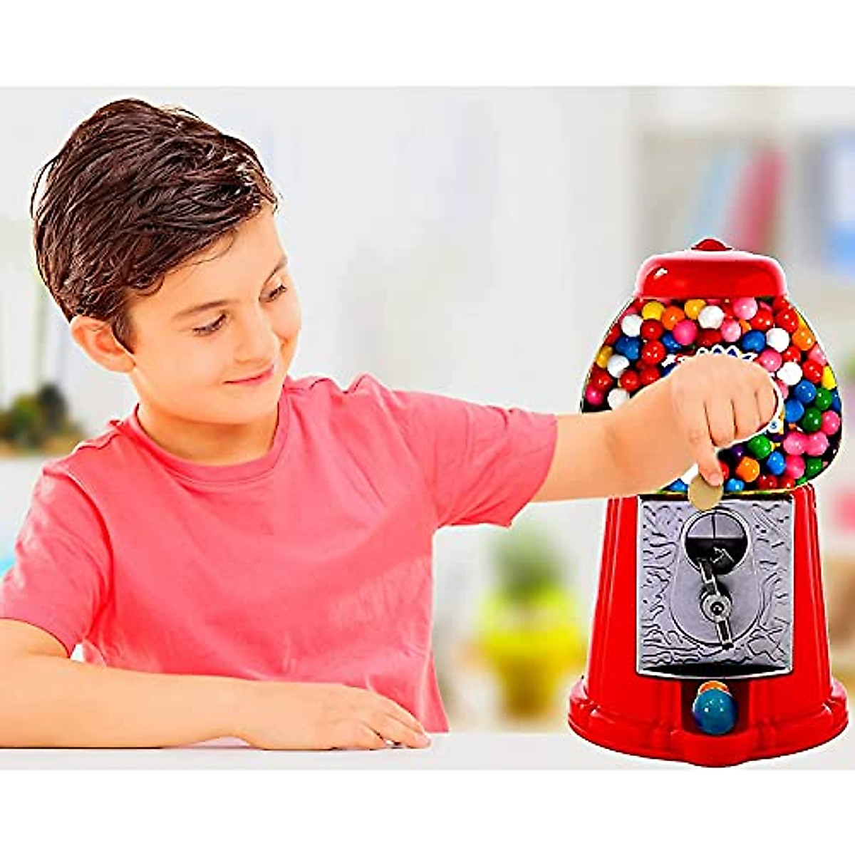 Gumball Machine for Kids 8.5" - Coin Operated Bubble Gum Machine and Toy Bank - Candy Machine Dispenser Includes 85 Gum Balls - Great Candy Dispenser Machine Gift Toys for Girls and Boys - 8.5" (Blue)