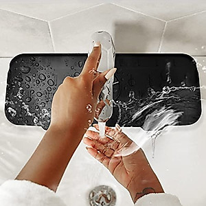 Kitchen Sink Splash Guard, Silicone Faucet Mat Sink Water Splash Guard, Faucet Splash Catcher, Silicone Deflector Under The Faucet, Keep Kitchen, Bathroom Sinks Dry (Black)