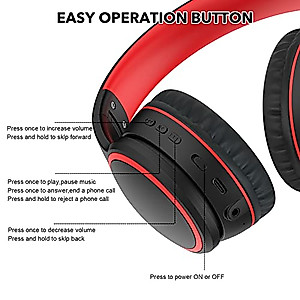 RORSOU B10 Bluetooth Headphones Over Ear, Lightweight Folding Stereo Bass Wireless and Wired Headset with Mic, 40H Playtime, Volume Control, Bluetooth 5.3 Headphones for iPad/Travel/Tablet/PC (Black)