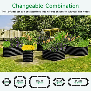 GreatBuddy Raised Garden Beds Outdoor 8x4x2ft, Large Metal Planter Box for Deep-Rooted Vegetables, Flower, Fruit, Herbs, and Succulents w/ 478 Gallon Capacity, Black