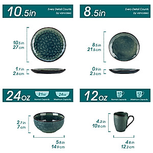 vancasso Starry 16 Pieces Green Dinnerware Set, Reactive Change Glaze Dinner Set, Plates and Bowls Set