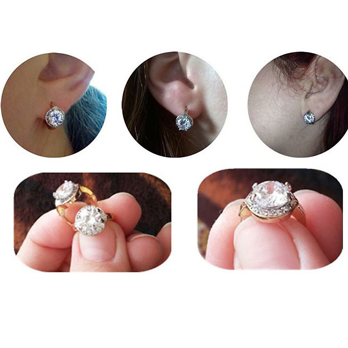 GULICX Fashion Jewelry Gold Tone Oval White Crystal Lovely Royal Gorgeous Hoop Earrings