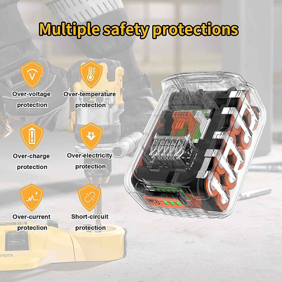 SaneExact [4 Pack] 20V 6.0Ah Replacement Battery for Dewalt 20V Max Batteries Compatible with Original Charger and DCD/DCF/DCG/DCS Series Cordless Power Tools DCB206 (4 PC)