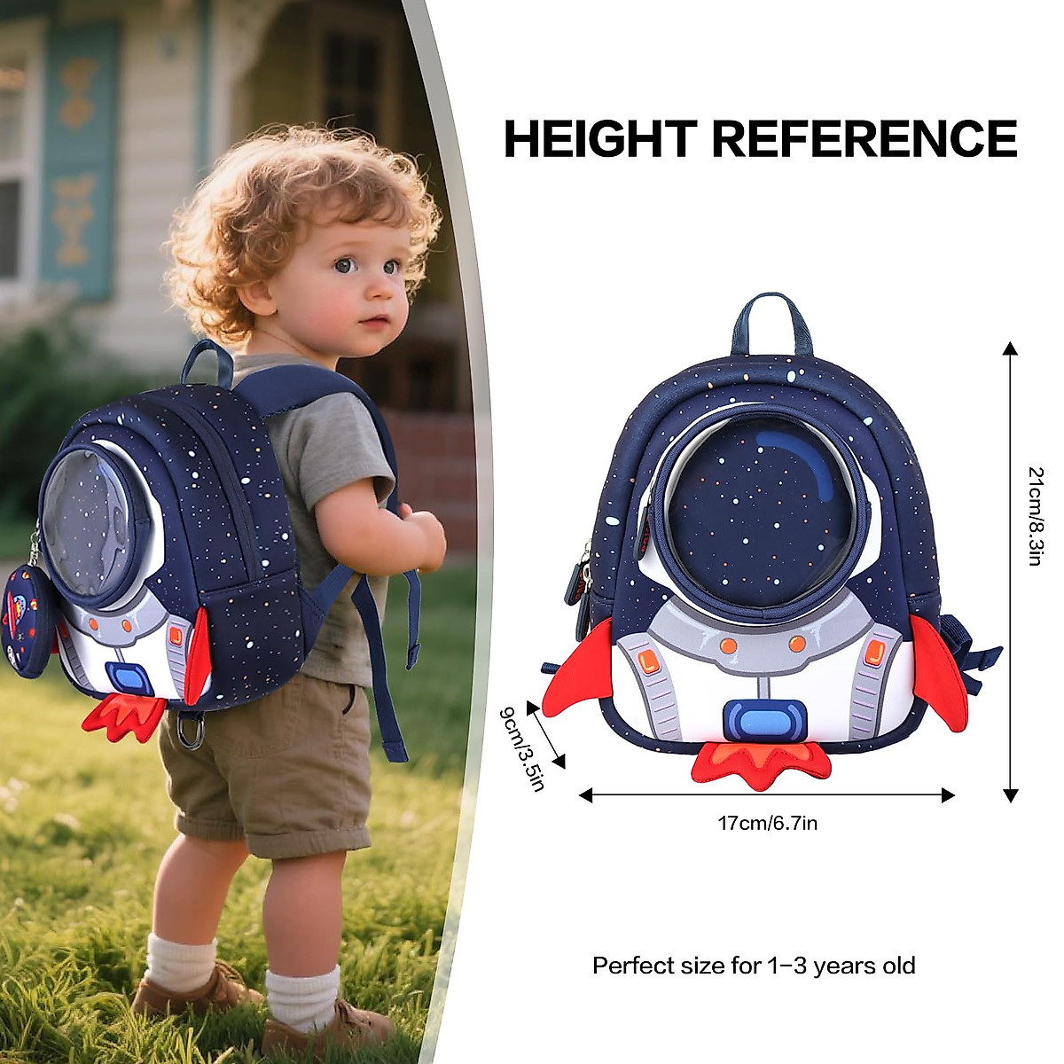 yisibo Rocket Toddler Backpack with Harness Leash Snack Nursery Bags for Kids Baby Boy Girl 1-3 Years Old