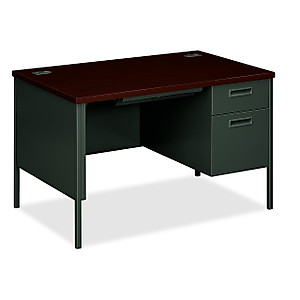 HON HONP3251RNS Metro Series Classic Compact Right Pedestal Desk, in Mahogany/Charcoal (HP3251R), 48" W x 30" D x 29 1/2" H