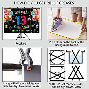 13th Official Teenager Backdrop 13th Birthday Decorations for Boys Girls 13 Year Old Birthday Party Decorations Banner Thirteenth Party Yard Sign Photo Booth Props Decor Fabric 6x4ft