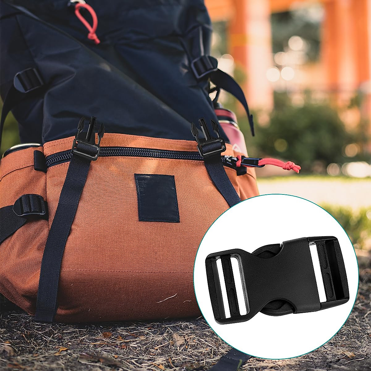 10 Set 1 inch Buckles for Straps with 20 pcs Tri-glide Slide Clip, Quick Side Release Plastic Buckle Clip, Fit 1 inch Wide Nylon Webbing Canvas Strap (Black)