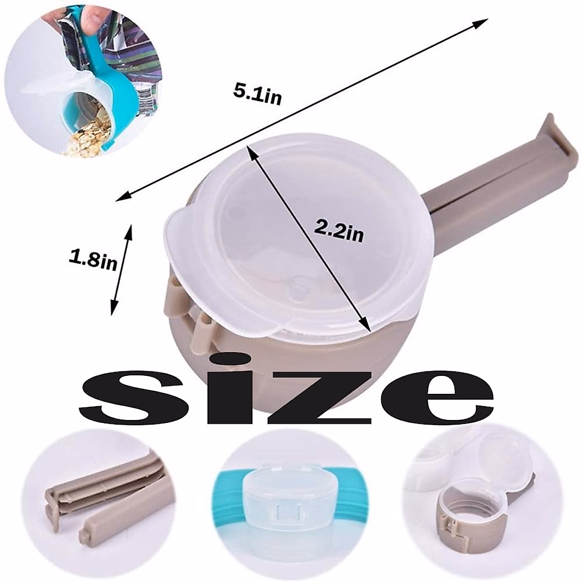 Bag Clip with Pour Spout, Bag Clips for Food Storage Sealing Clips, Bag Spout Clips, Food Clip Set, potato chip bag clips, Reusable Plastic Cap Sealer Clips, for Snack (Mix)