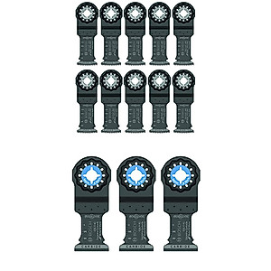 BOSCH Starlock Multitool Blades for Hard Wood, Laminate, 10-Pack, and Carbide Oscillating Tool Blades for Cutting Metal, 3-Pack, Bundle (13 Pieces)