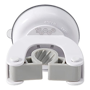 MIEDEON Bathroom Mop Holder, Strong Storage Mop Clip, Hole-free Suction Cup Wall-mounted Broom Holder (White,7*8*6.5CM)