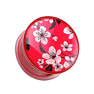 Covet Jewelry Sakura Cherry Blossom Single Flared Ear Gauge Plug (7/16" (11mm))