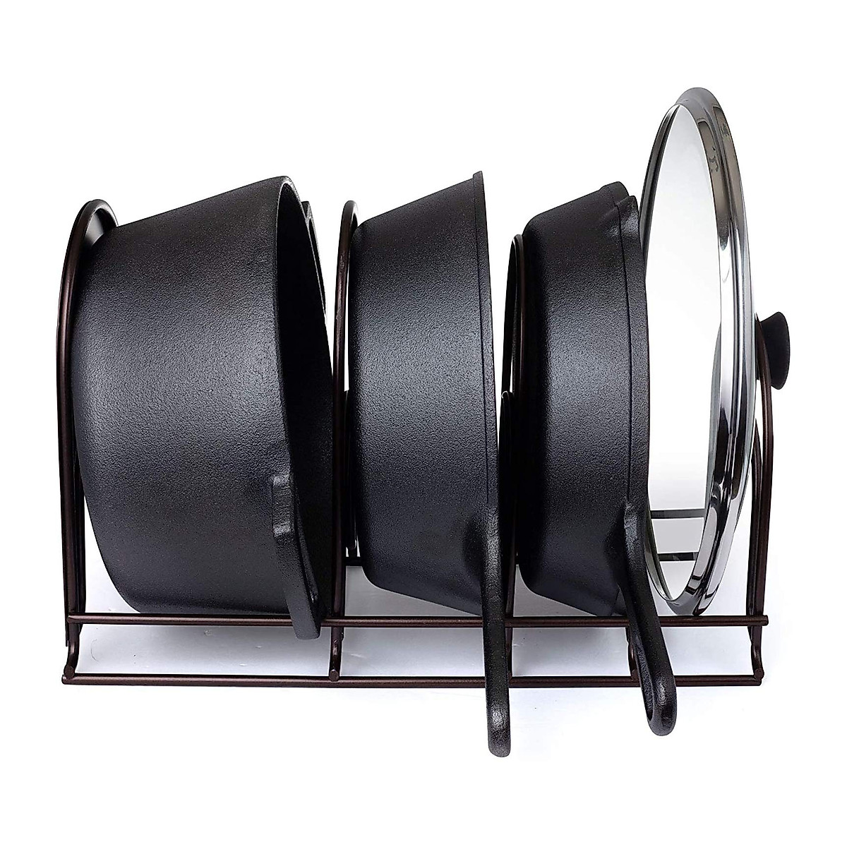 Cuisinel Heavy Duty Pan Organizer - Extra Large 5 Tier Rack - Holds Cast Iron Skillets, Dutch Oven, Griddles - Durable Construction - Space Saving Kitchen Storage - No Assembly Required - Bronze 15"