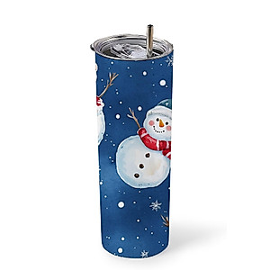 Medpol Christmas Snowman tumbler with lid and straw 20 oz insulated tumbler cups Christmas Snowman insulated travel coffee mugs for women cute sippy cups stainless insulated travel cups