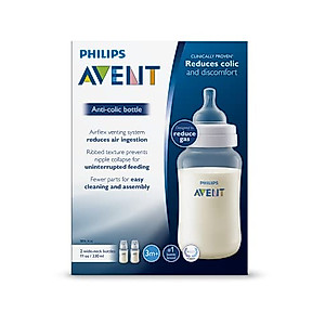 Philips Avent Anti-Colic Baby Bottle 11oz, Clear, Pack of 2, SCF406/24