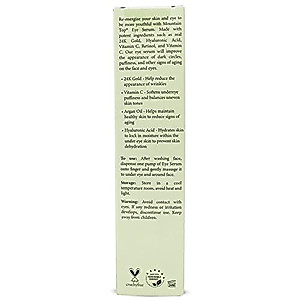 MOUNTAIN TOP Eye Serum Infused with 24K Gold, Vitamin C, Argan Oil, Hyaluronic Acid - For a Tighter Lift and Reduction in Appearance of Wrinkles, Fine Lines, and Dark Circles (1.7oz)