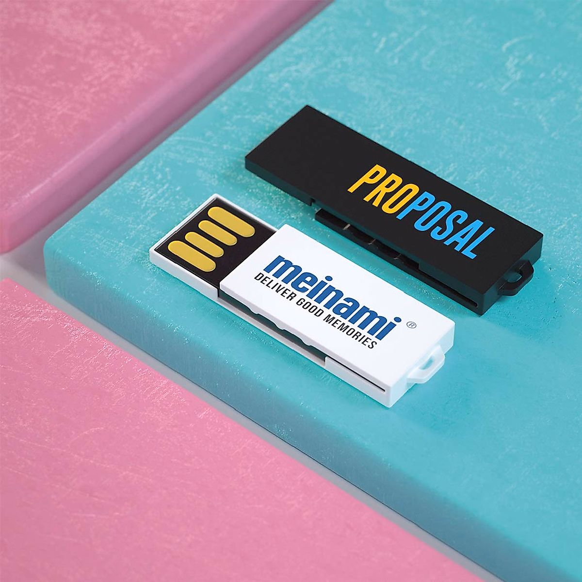 MEINAMI Paper Clip Custom USB Flash Drive in White Logo Printed Thumb Drive Mini Personalized Memory Stick 16GB 25 Pack