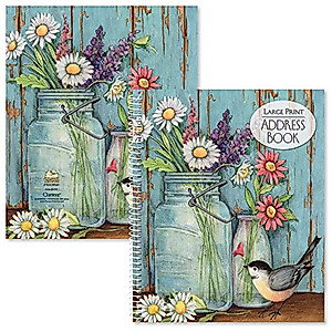 Large Print Jar Address Book by Susan Winget - Large Print Address Book, 56 Pages, Big 7 inch by 8-1/2 inch, Spiral-Bound, Easy Reading Legible Print Forms
