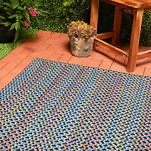 Super Area Rugs Braided Rug Sanford Indoor/Outdoor Braided Carpet for High Traffic Kitchen, Indigo Multi, 4' x 6' Rectangle