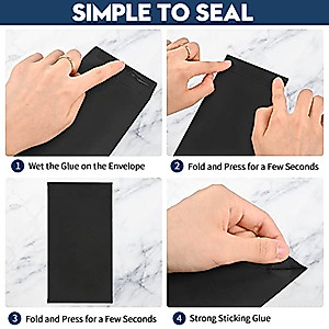 SWESARA 100 Pack Cash Envelopes for Budgeting, 6.7 x 3.5 Inch | Large Pack of Self-Adhesive Money Envelopes for Cash or Coins | Organization Envelopes for Checks, Jewelry, and Small Items(Black)