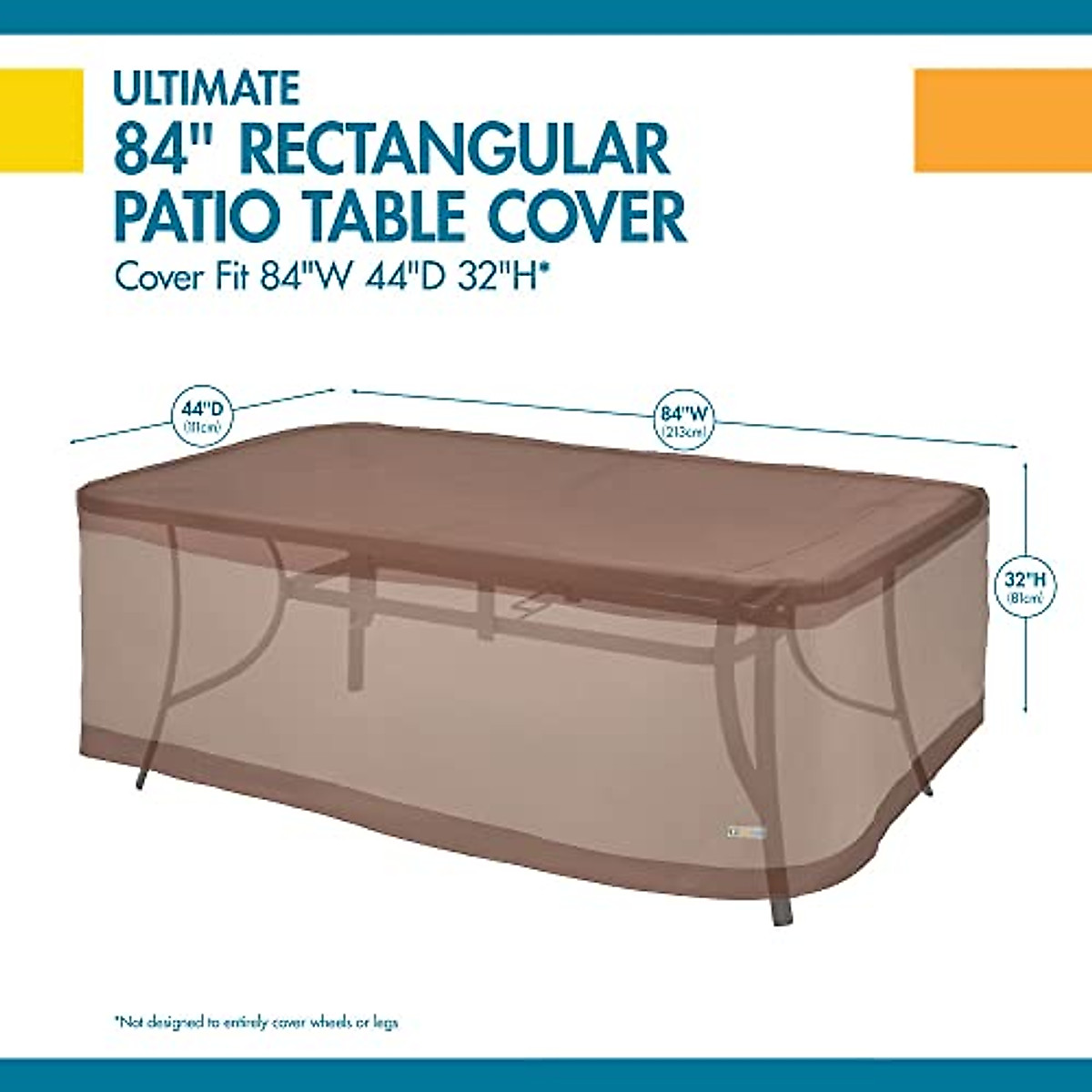Duck Covers Ultimate Waterproof 84 Inch Rectangular Patio Table Cover, Outdoor Table Cover