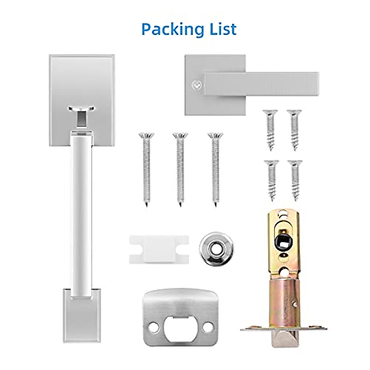 Front Entry Handle, Single Cylinder Lower Handleset Door Lever Satin Nickel Silver for Exterior/Interior Compatible With Left and Right Side Door