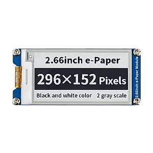 Waveshare 2.66inch E-Paper E-Ink Display Module Compatible with Raspberry Pi4B/3B+/3B/2B/B+/A+/Zero/Zero W/WH/Zero 2W 296×152 Pixels Black/White Dual-Color SPI Interface Supports Partial Refresh