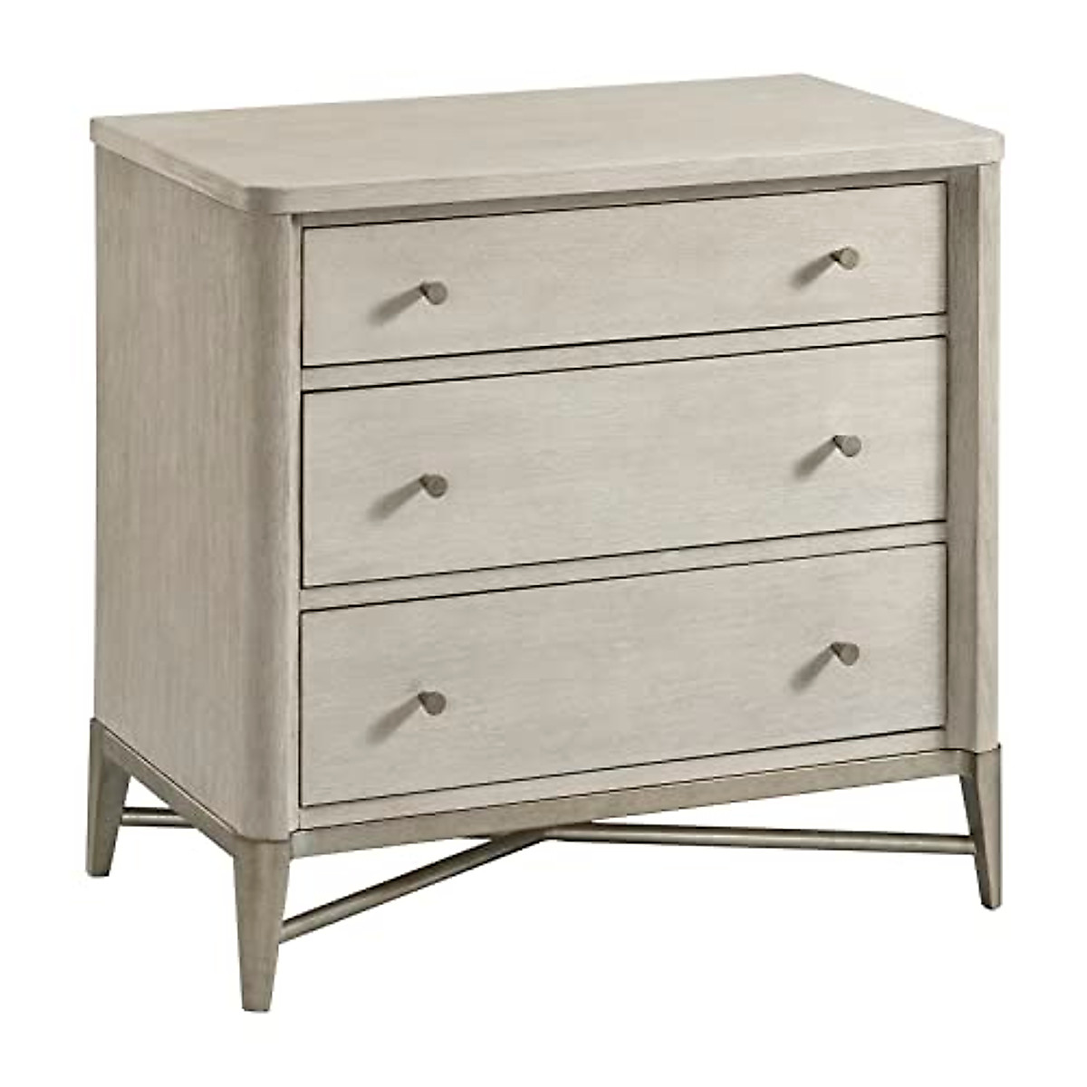 Roundhill Furniture Mantalia Solid Wood 3-Drawer Nightstand with Metal Frame, Champagne