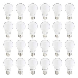 Amazon Basics 60W Equivalent, Daylight, Non-Dimmable, 10,000 Hour Lifetime, A19 LED Light Bulb | 24-Pack