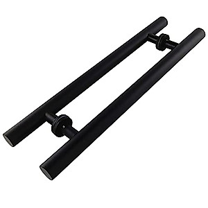 Barn Door Handle Gate Hardware Heavy Duty Stainless Steel Round Tube Office Glass Door Push-Pull Handle/Sliding Wooden Door Barn Door Handle - Black/Silver, 6 Sizes (Color : Black, Size : 60×40cm) (C