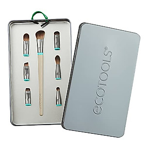 EcoTools Interchangeables Total Renewal Eye Makeup Brush Kit, Customizable Makeup Brushes for Eyeshadow, Travel-Friendly Kit, Eco-Friendly Synthetic Bristles, Cruelty Free & Vegan, 9 Piece Set