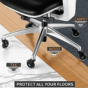 Office Chair Caster Wheels, Set of 5, Heavy Duty Chair Wheels for Hardwood, Carpet - Office Chair Wheels Replacement to Replace Office Chair Mats