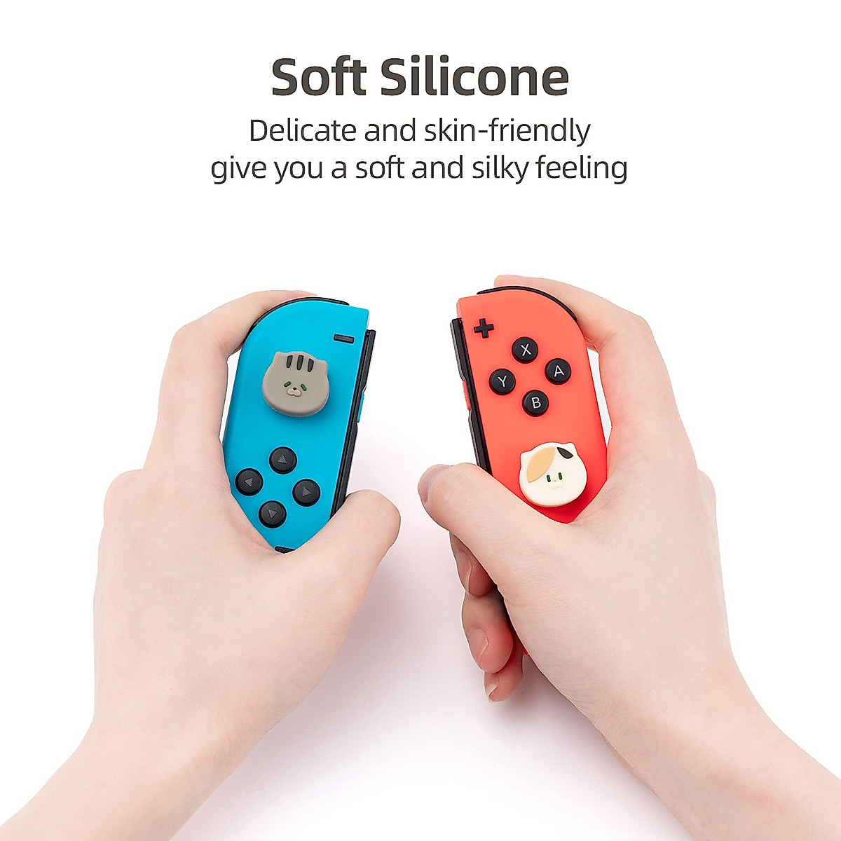 GeekShare Silicone Big Face Cat Thumb Grip Caps, Compatible with Nintendo Switch/OLED/Switch Lite