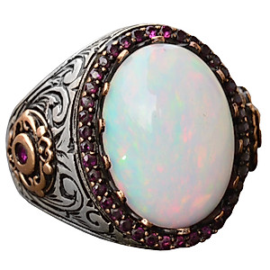 Genuine Natural Australia Opal Gemstone Ring, 7.55 Carat, King Ring, Sterling Silver Ring, Engagement Ring